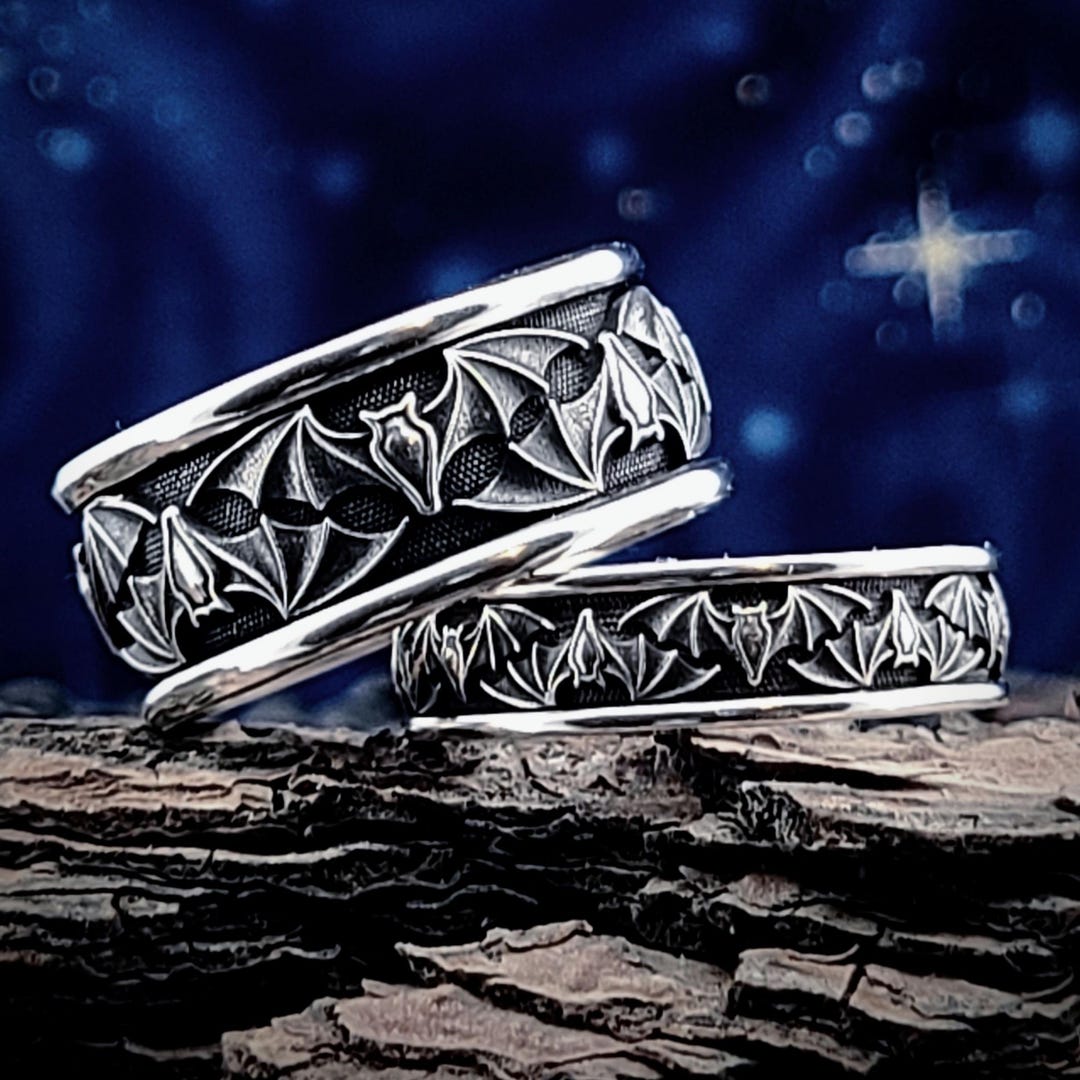 GOTHIC BAT Wide Band Elegant Whimsical Halloween Ring Wiccan Gift ...