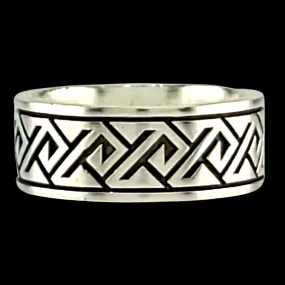 DURROW Band in Silver, Gold or 2-toned, Celtic Key Pattern - Etsy