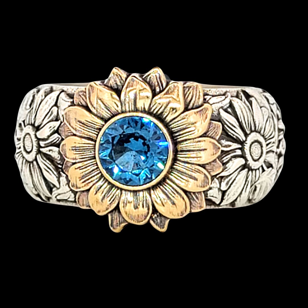 SUNFLOWER Ring in Silver, Gold or 2-toned - Garden Lovers, Fall Flowers ...