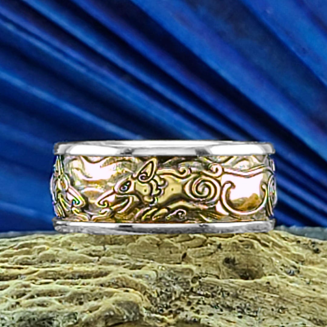FENRIR WOLF Wedding Band Celtic Dog Ring Viking and Norse Mythology ...