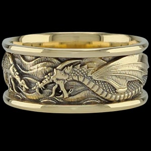 DRACO THE DRAGON in Silver, Gold or 2-toned, Carved Wedding Game of ...