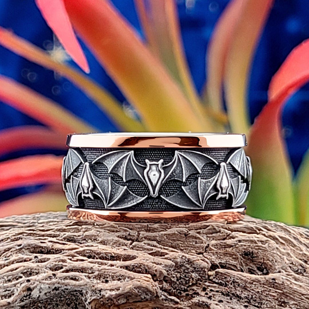 Gothic Bat Wide Band Ring - Dark Elegance Wedding Jewelry - Etsy