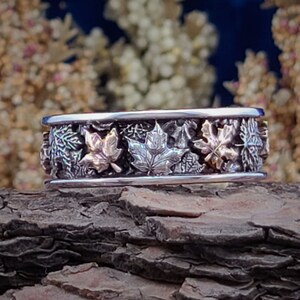 AUTUMN MAPLE LEAVES - Multi-colored Leaves Ring in Gold or Silver With ...