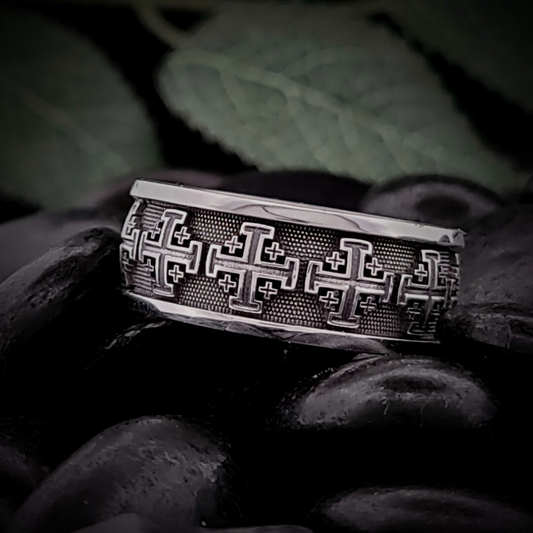 JERUSALEM CROSS WEDDING Ring Protestant Jewelry Christian Orthodox ...