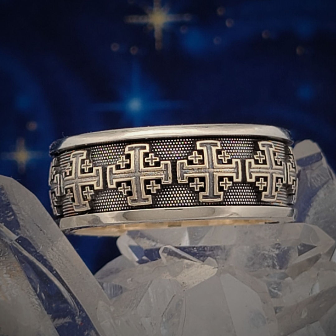 JERUSALEM CROSS 10K Wedding Ring Protestant Church Jewelry Christian ...