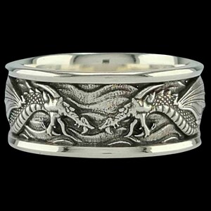 DRACO THE DRAGON in Silver, Gold or 2-toned, Carved Wedding Game of ...