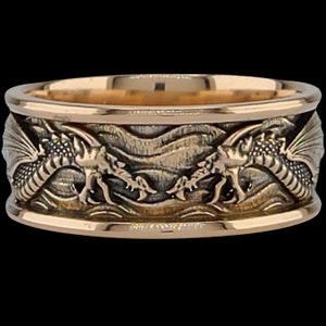 DRACO THE DRAGON in Silver, Gold or 2-toned, Carved Wedding Game of ...