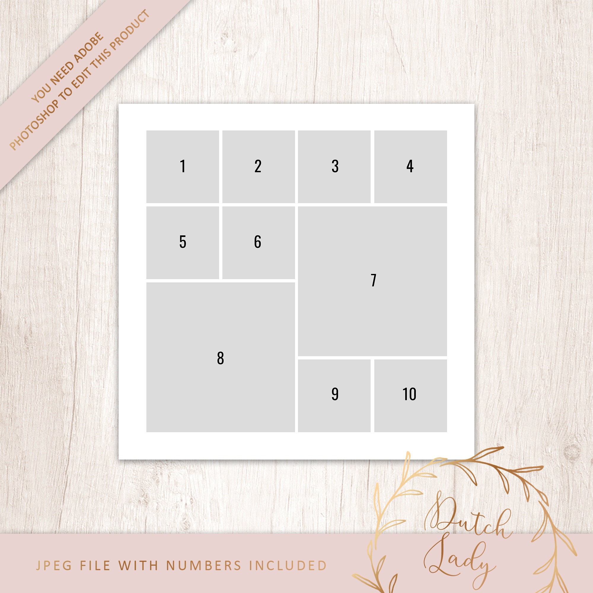 Photo Collage Template 16 X 16 Inch Photography Display - Etsy Sweden