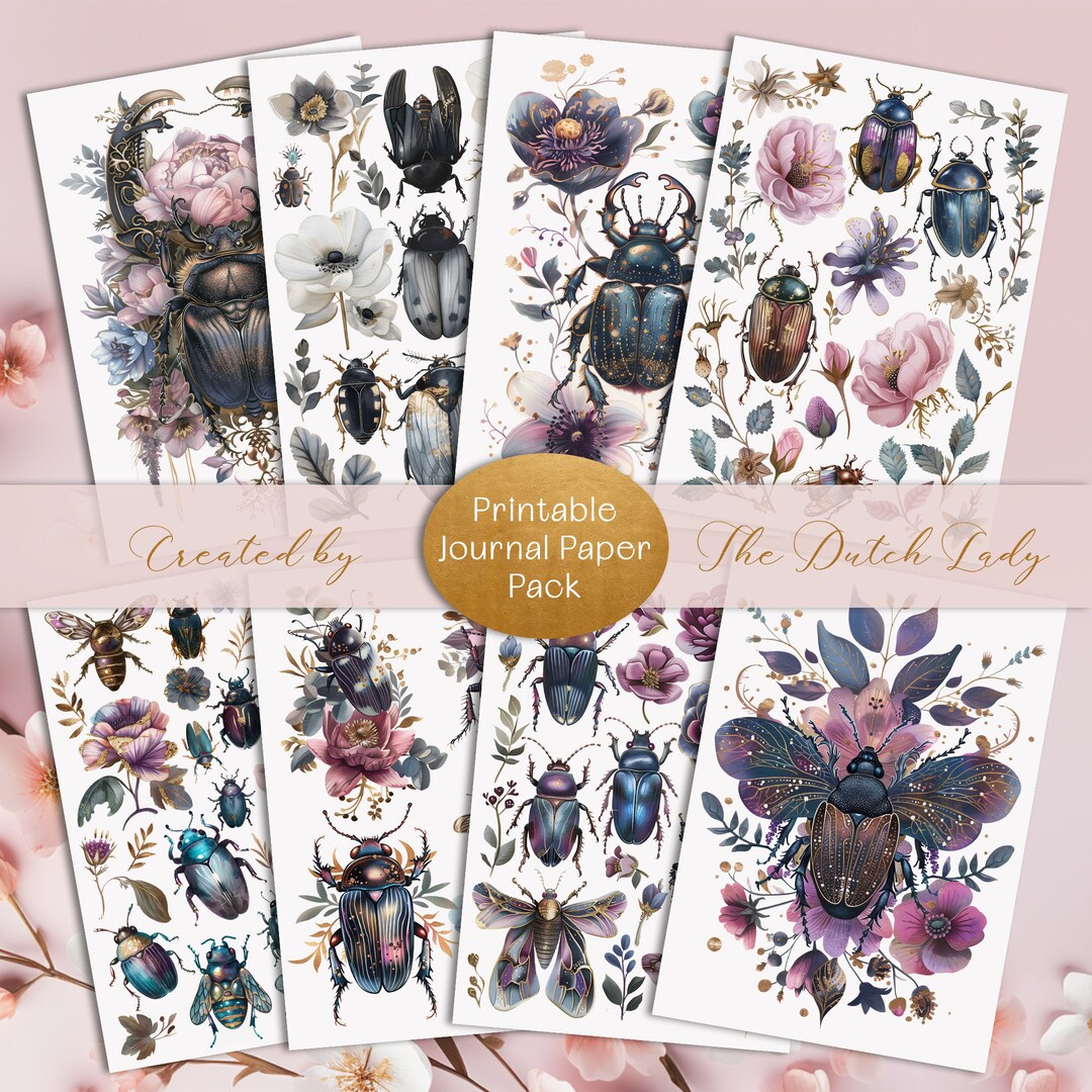 Victorian Beetles PRINTABLE Decoupage Sheets, Digital Junk Journal ...