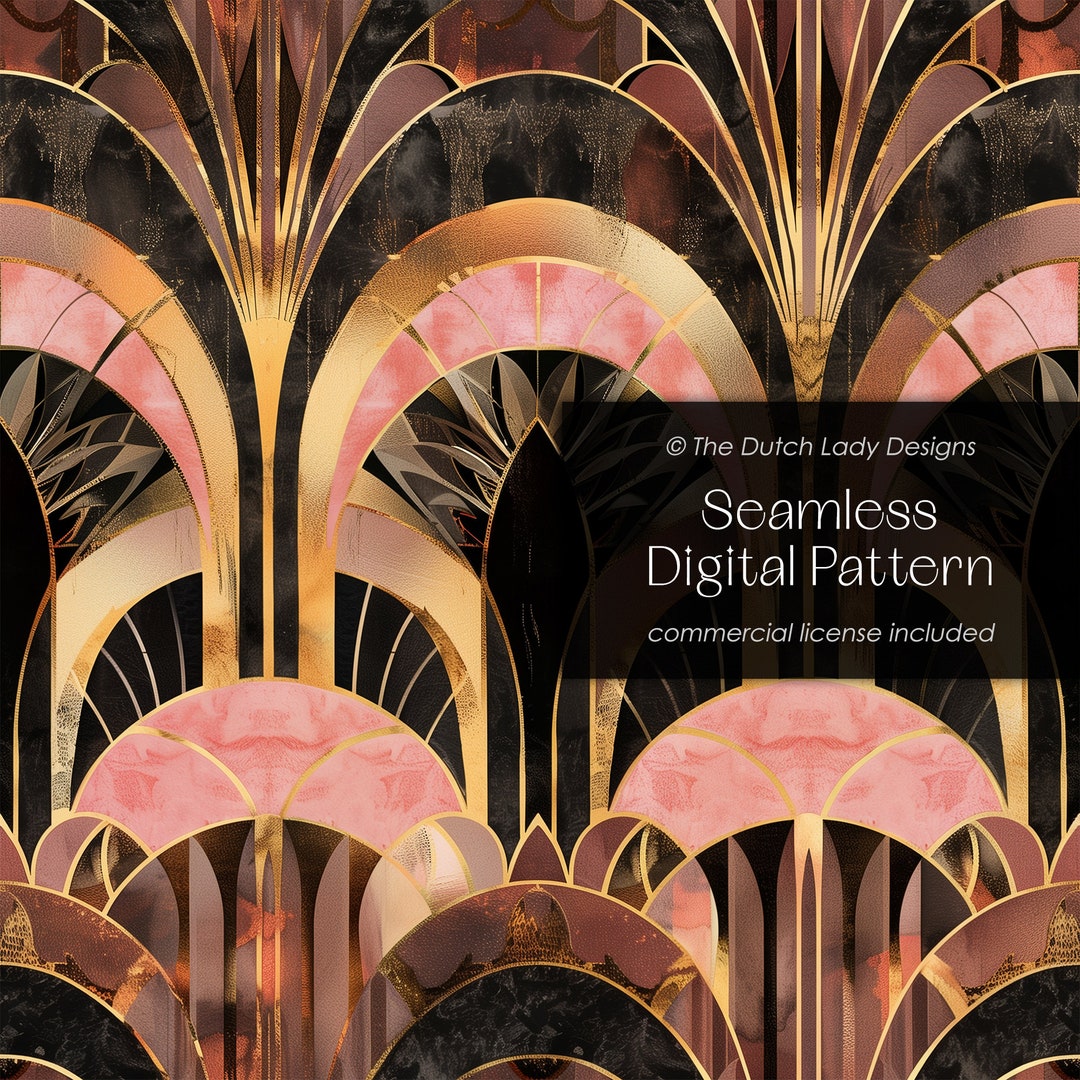 Art Deco Arch SEAMLESS Digital Pattern, Abstract Tileable Background ...