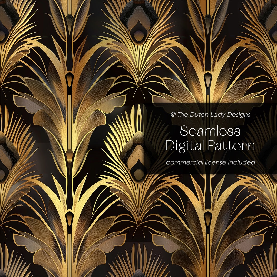 Art Deco SEAMLESS Digital Pattern, Abstract Tileable Background ...