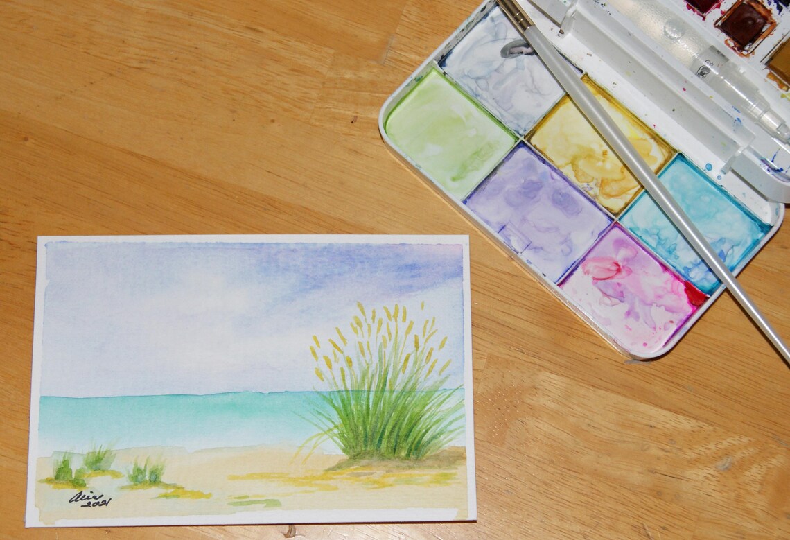 Sea Grass -- Original Watercolor on Paper, 4x6" Matted to 5x7" - Etsy
