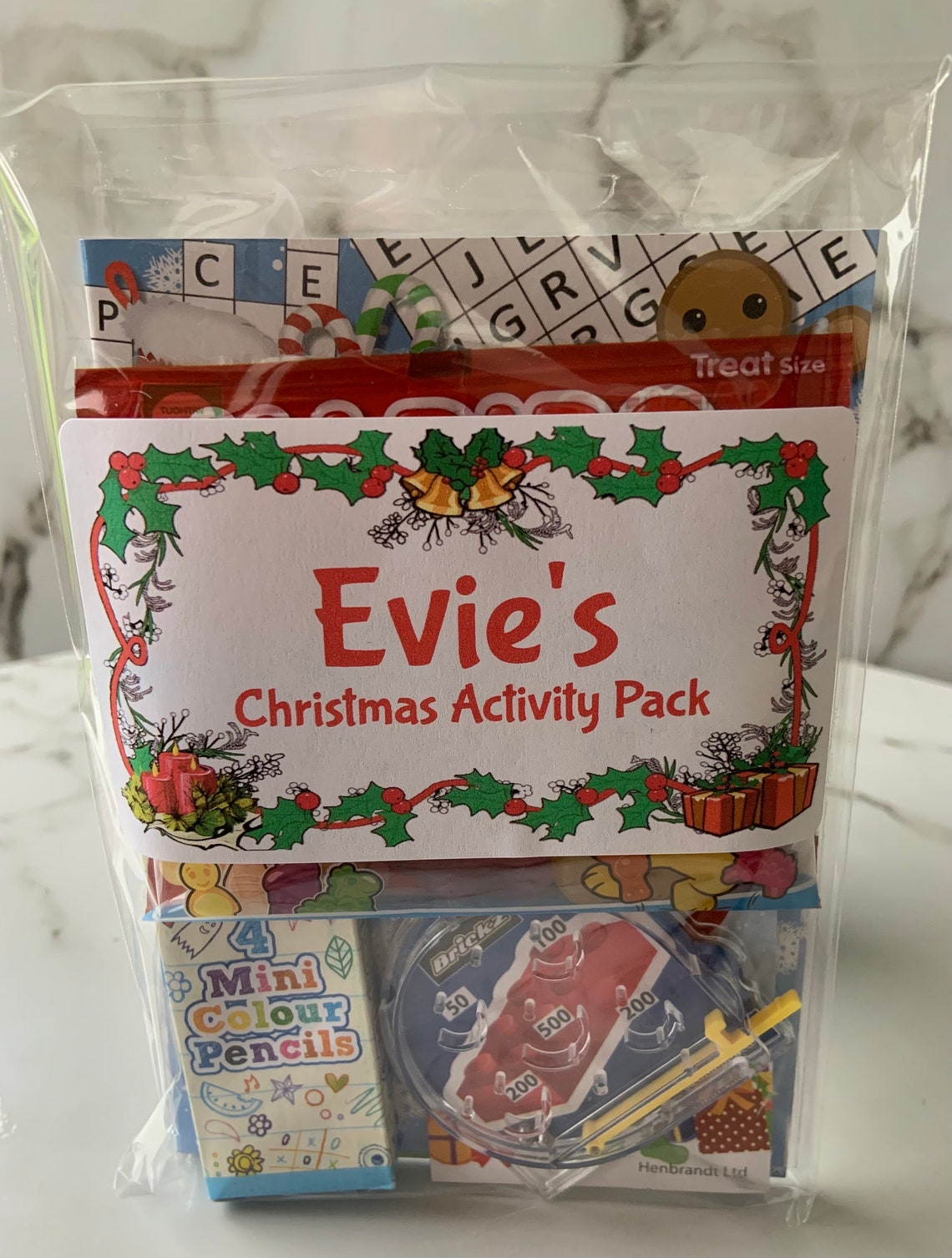 Personalised Pre-filled Christmas Party Bag - Activity Pack Stocking ...