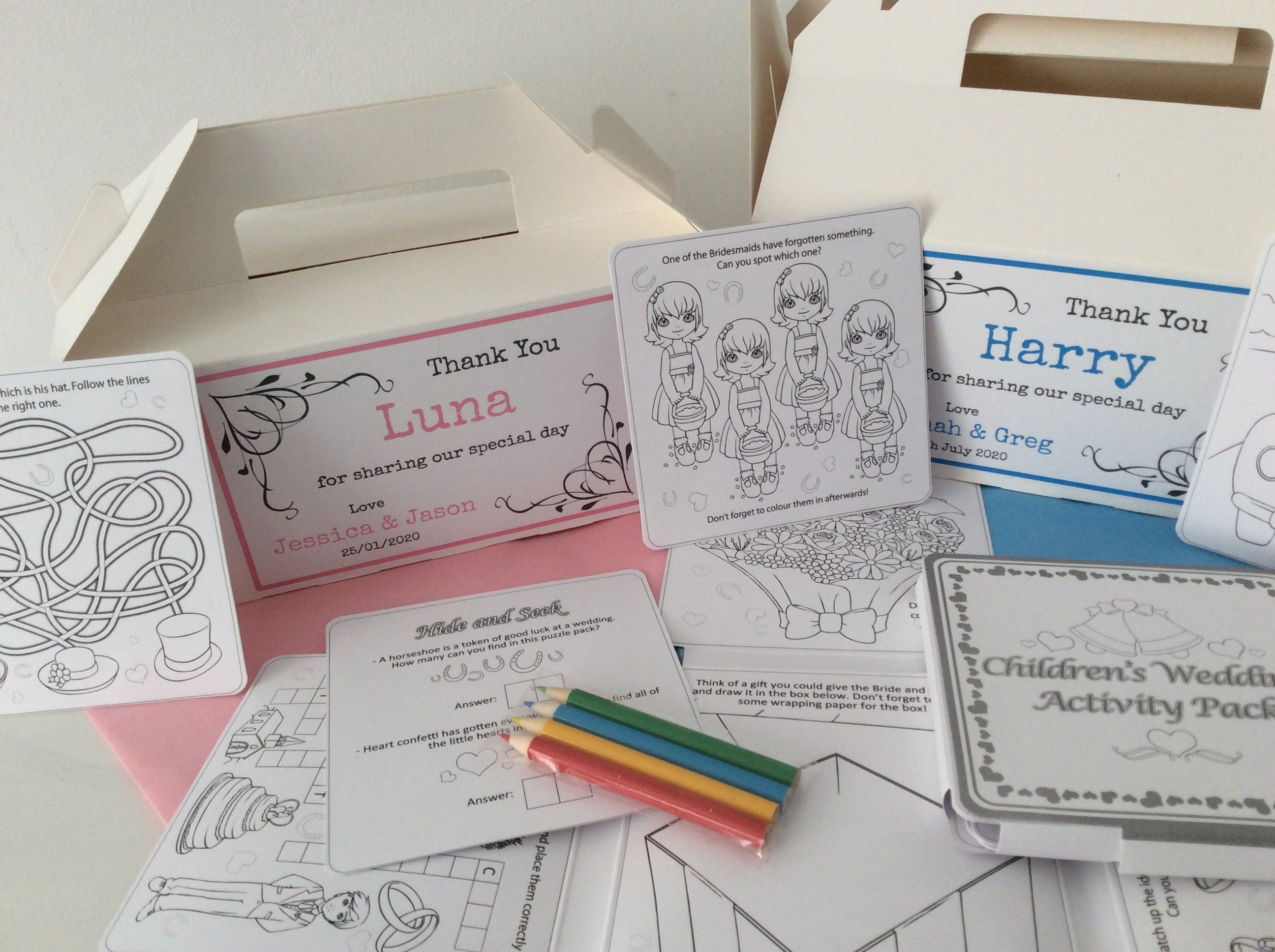 Personalised Single Children's Wedding Activity White Box - complete ...