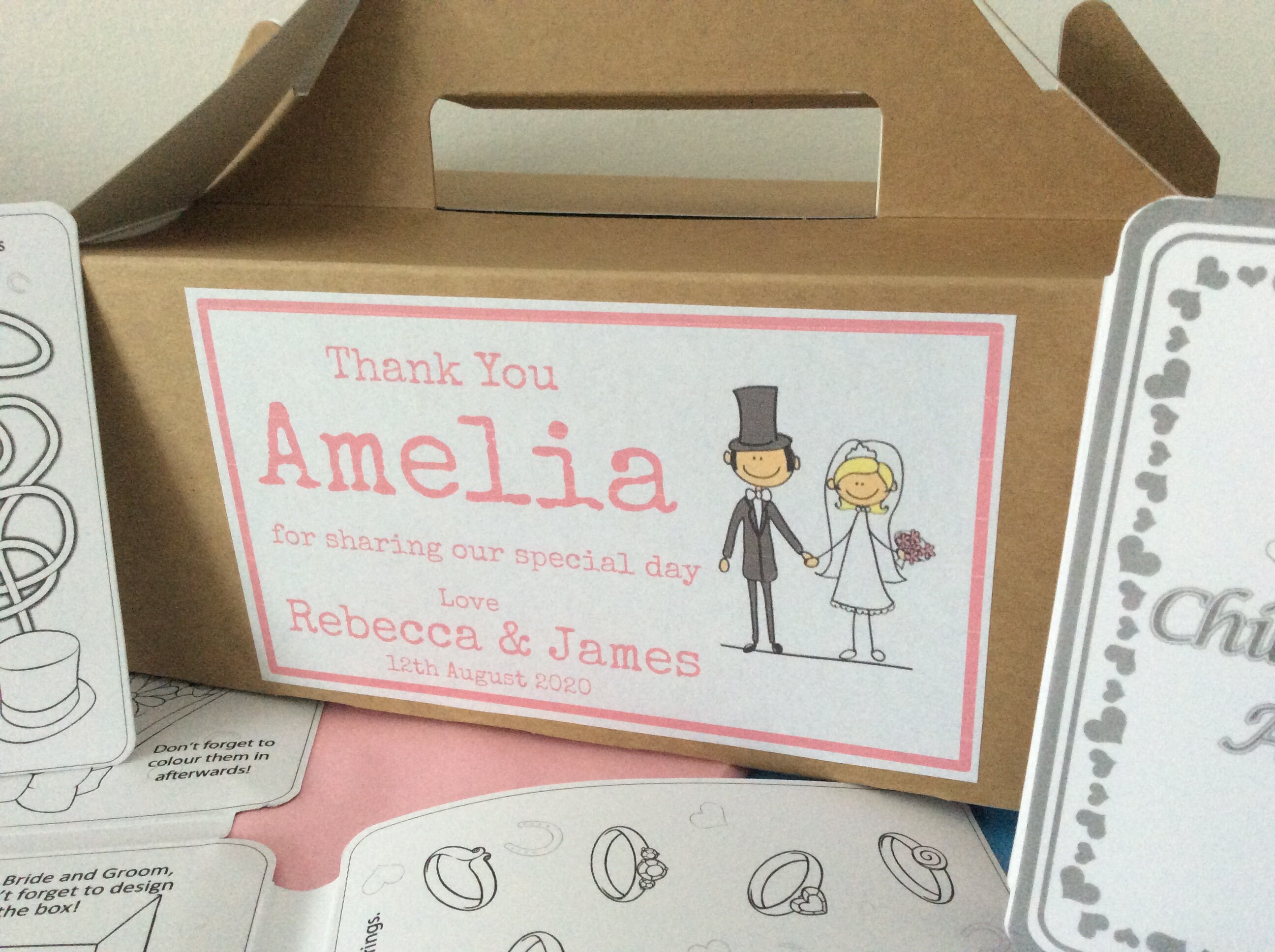 Personalised Single Children's Wedding Activity Kraft Brown Box ...