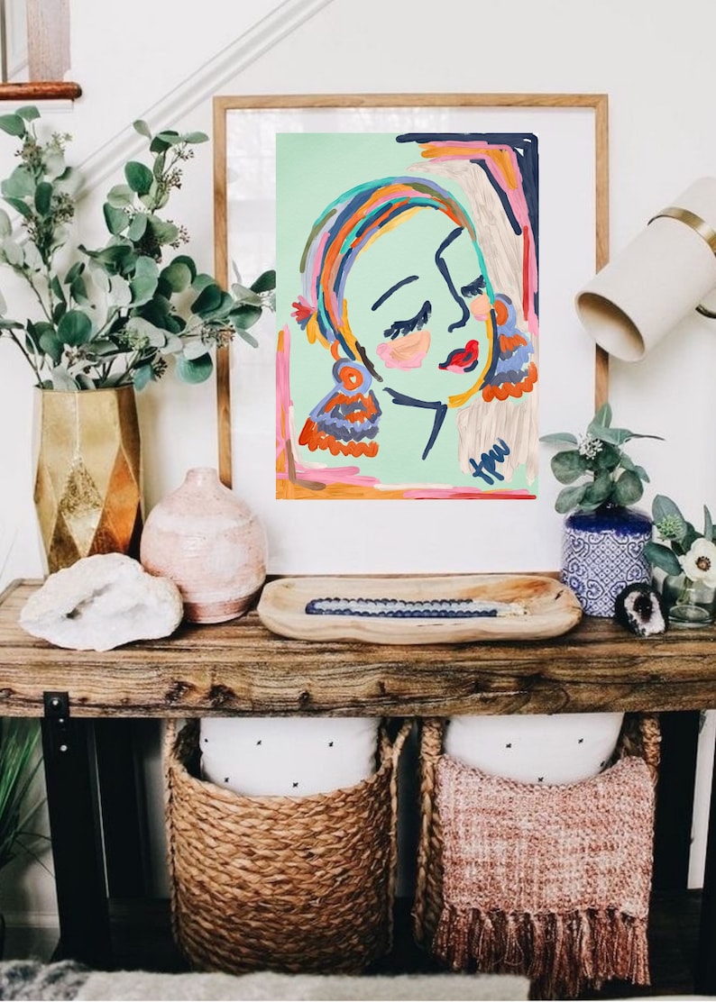 Boheme Beauty Colorful Face Abstract Art Acrylic Painting. - Etsy