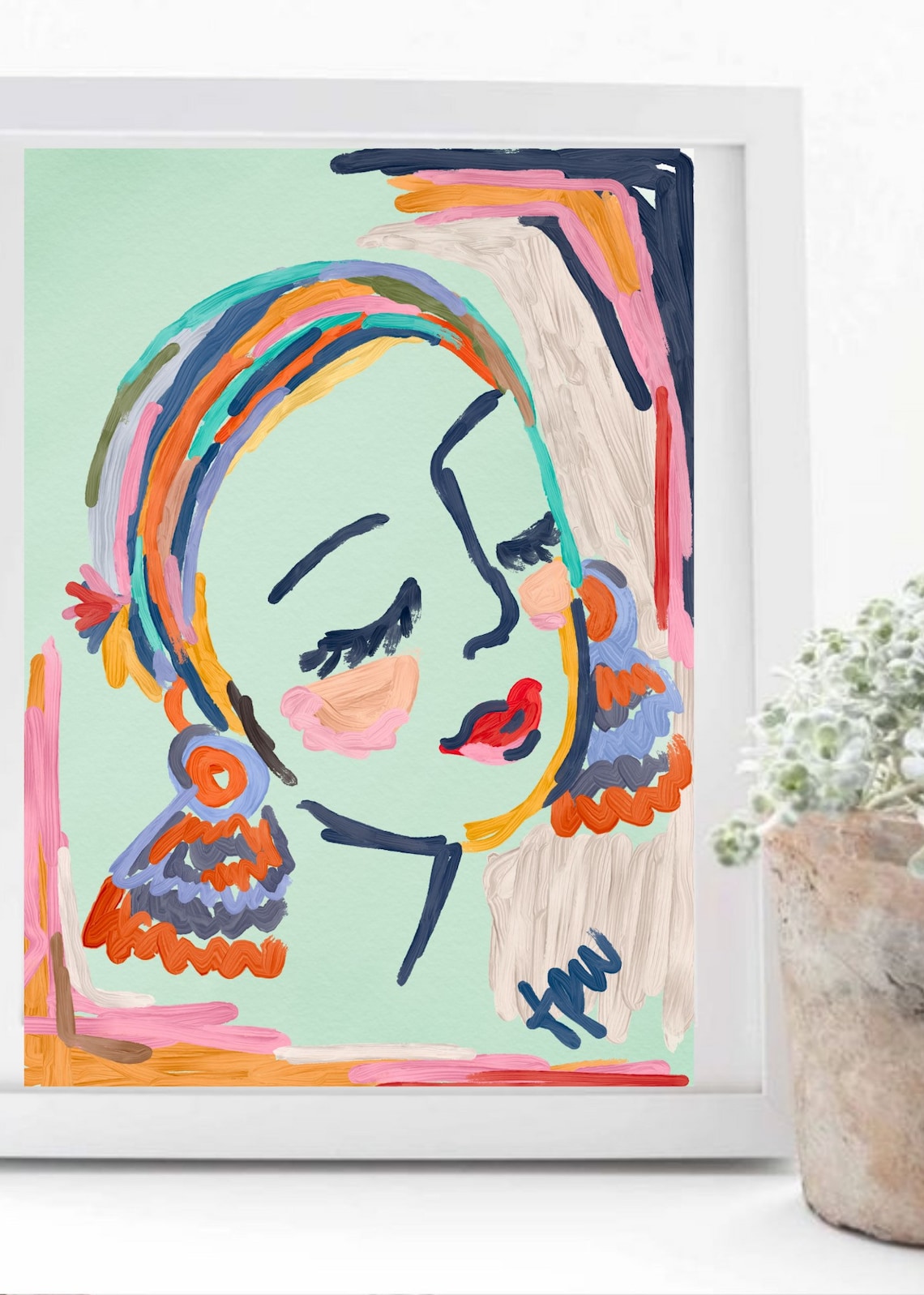 Boheme Beauty Colorful Face Abstract Art Acrylic Painting. - Etsy