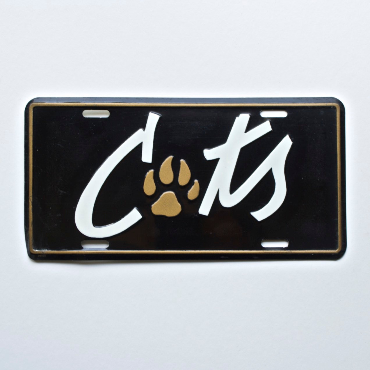 Cats Vanity License Plate White Serial on Reflective Black Base Auto ...