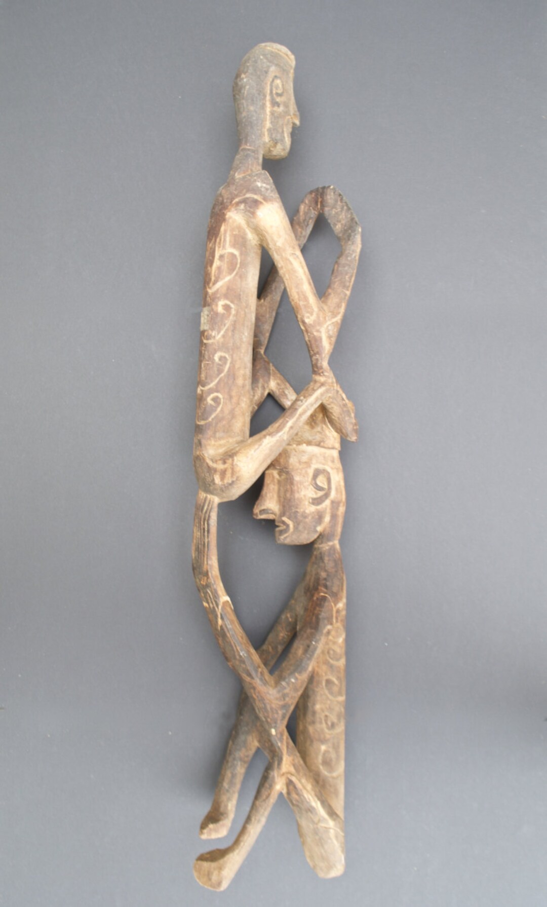 Large Asmat Female Figures in Squatting Position Tribal Carving Papua ...
