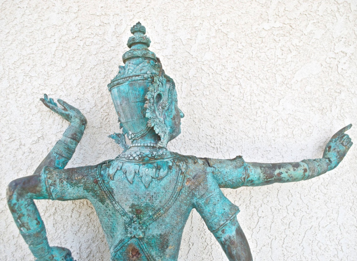 Collectible Antique Green Patina Yoga Statue 4 Arms Shiva - Etsy