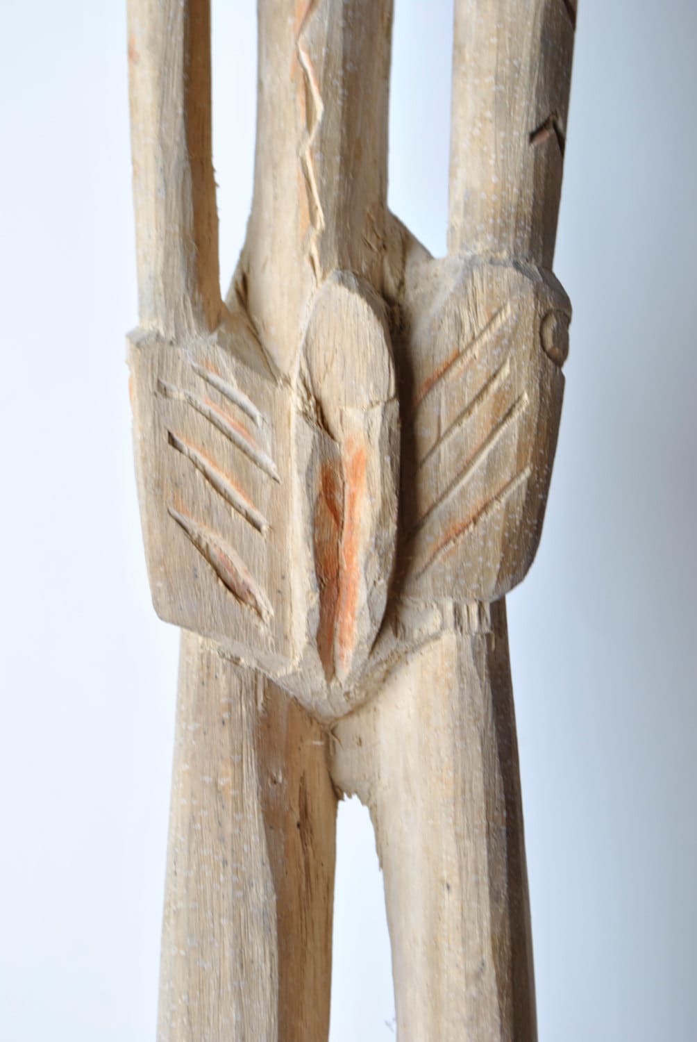 Amat Tribal Artifact Sculpture of a Tall Female Figure Standing With ...