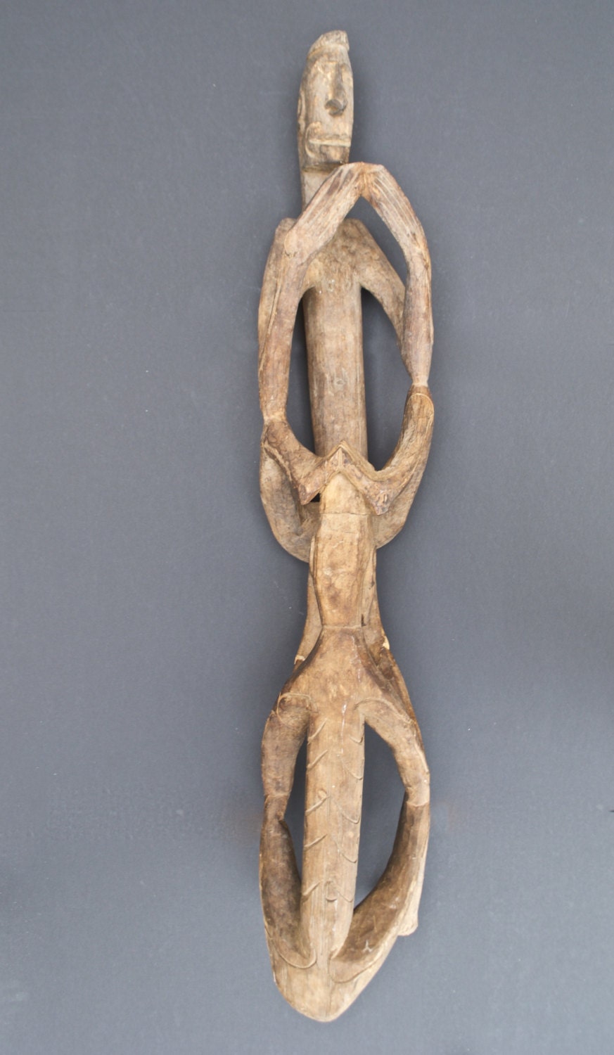 Large Asmat Female Figures in Squatting Position Tribal Carving Papua ...