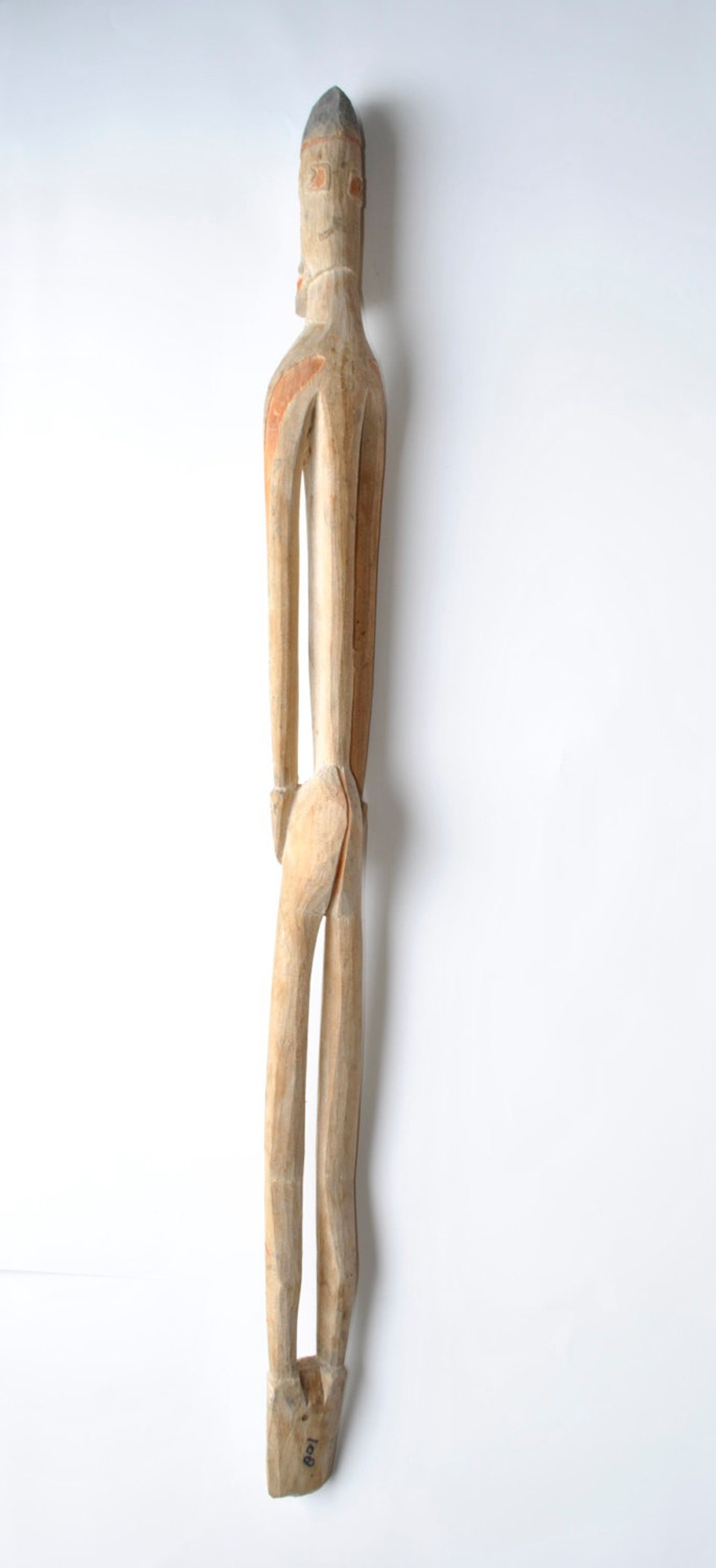 Amat Tribal Artifact Sculpture of a Tall Female Figure Standing With ...