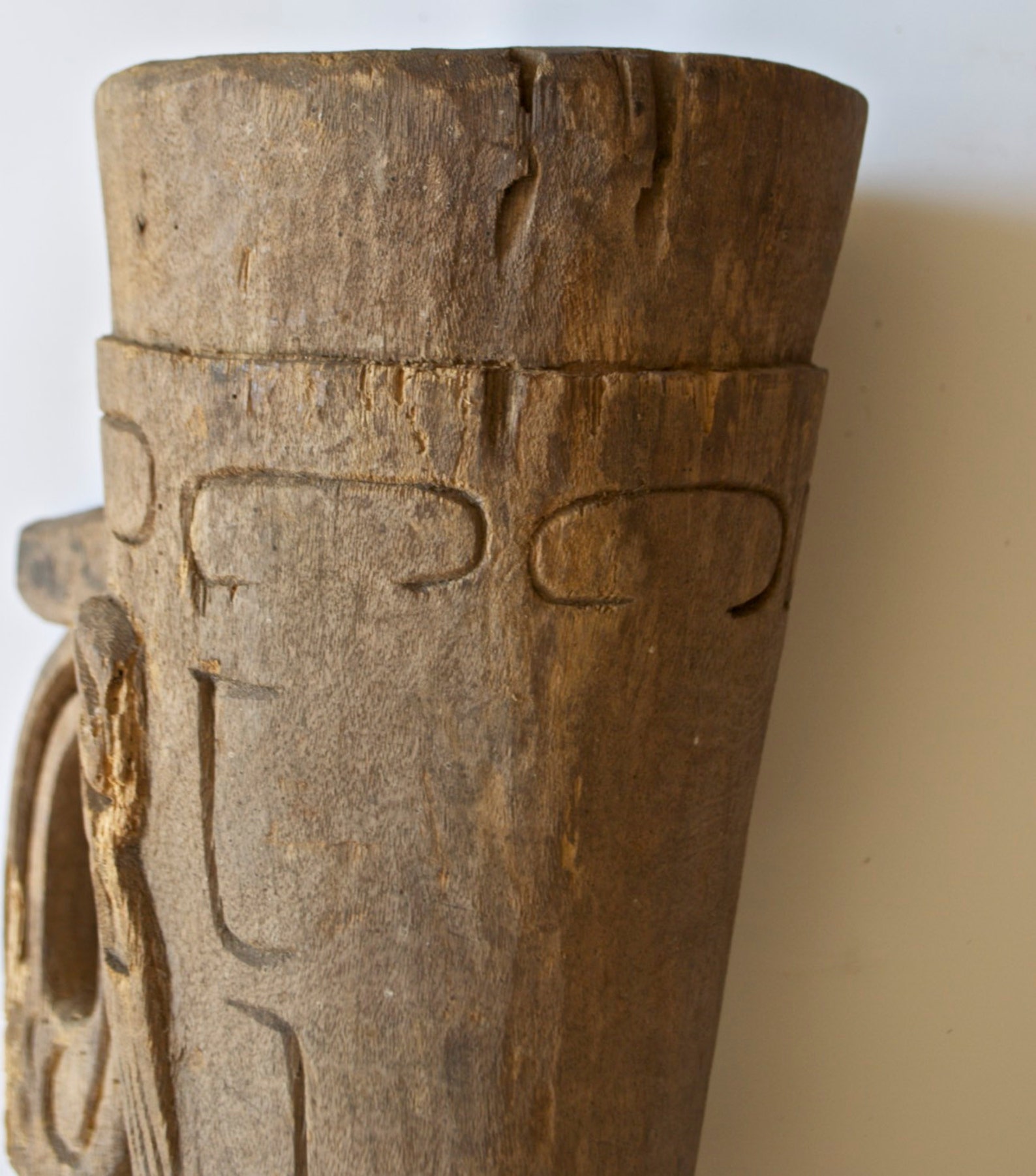 New Guinea Asmat Primitive Drum Artifact Tribal Sculpture From Irian ...