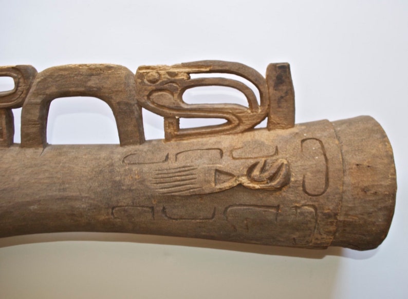 New Guinea Asmat Primitive Drum Artifact Tribal Sculpture From Irian ...
