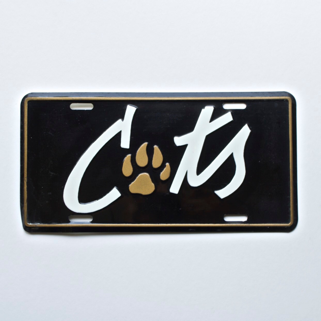 Cats Vanity License Plate White Serial on Reflective Black Base Auto ...
