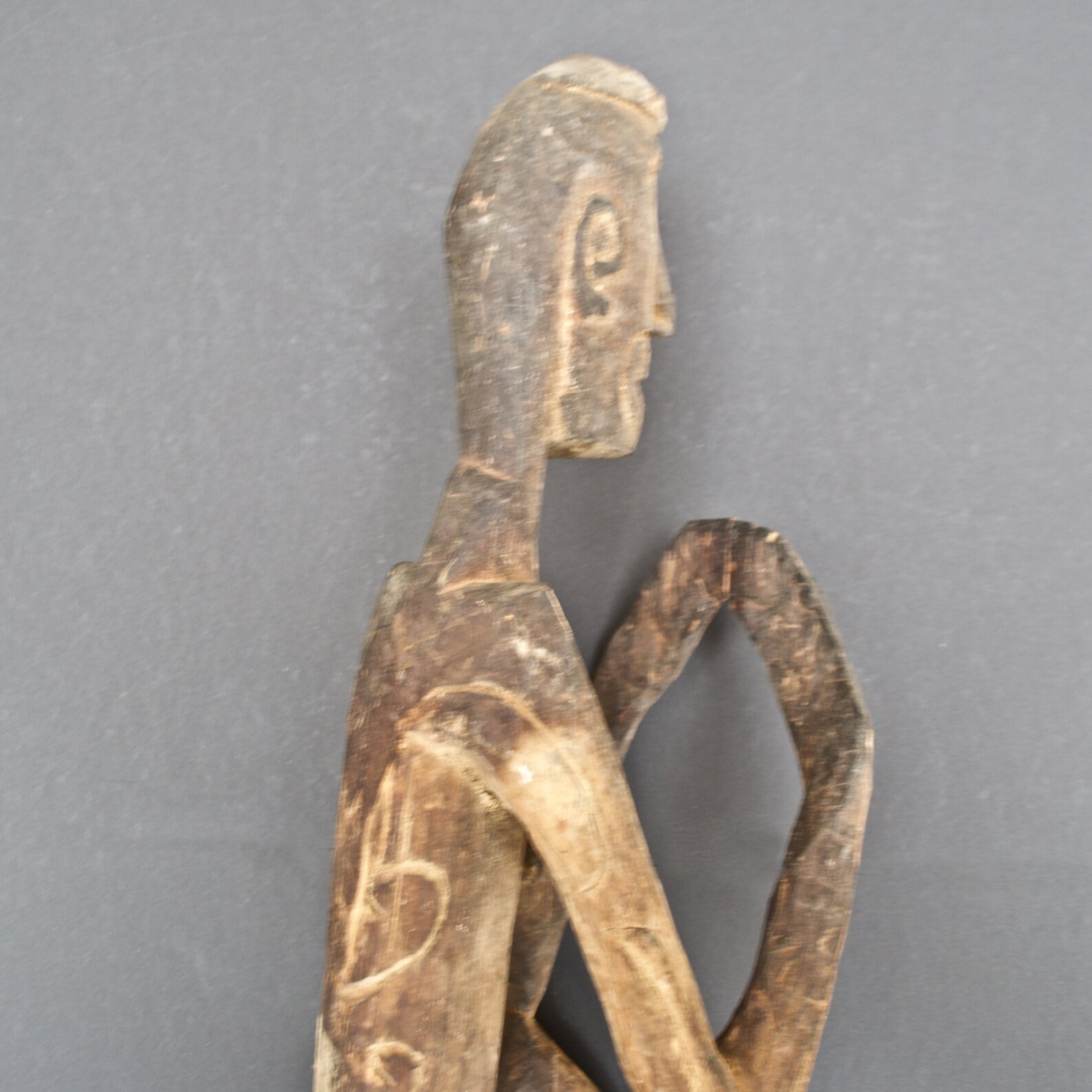 Large Asmat Female Figures in Squatting Position Tribal Carving Papua ...