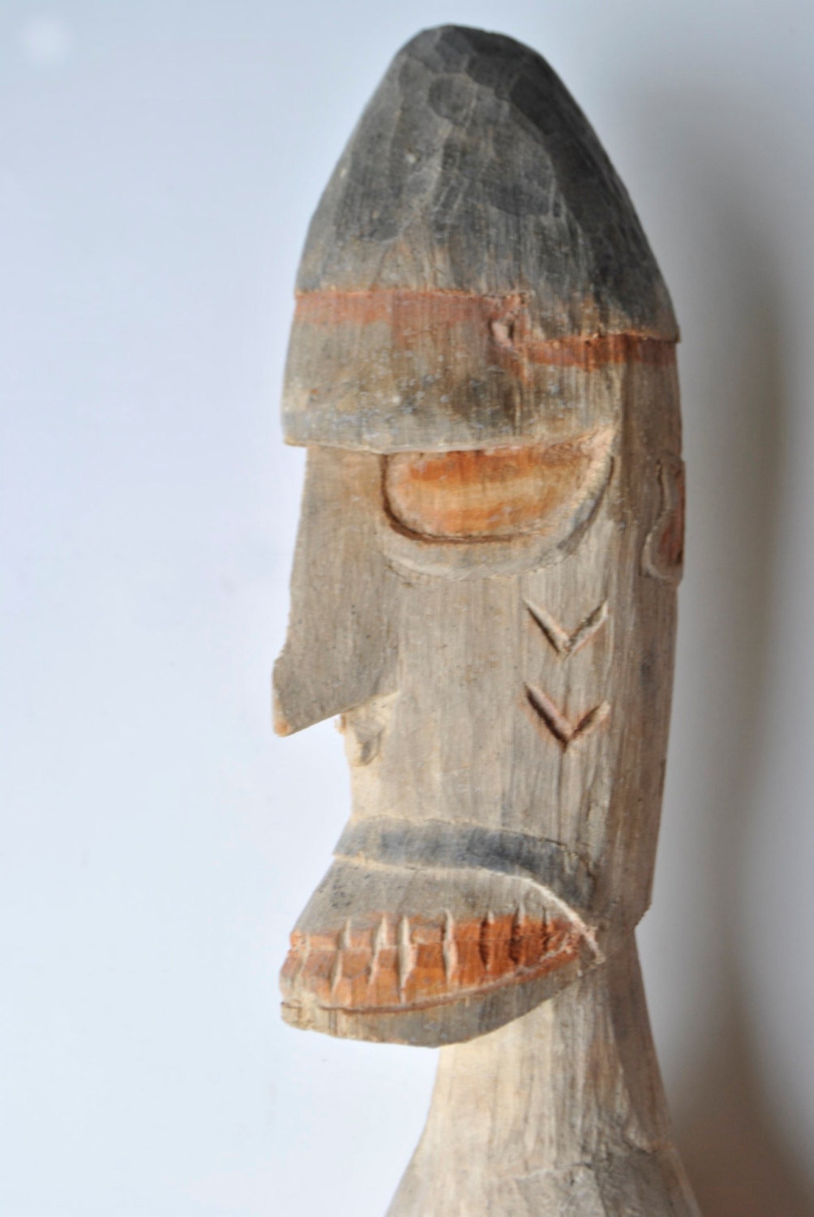 Amat Tribal Artifact Sculpture of a Tall Female Figure Standing With ...