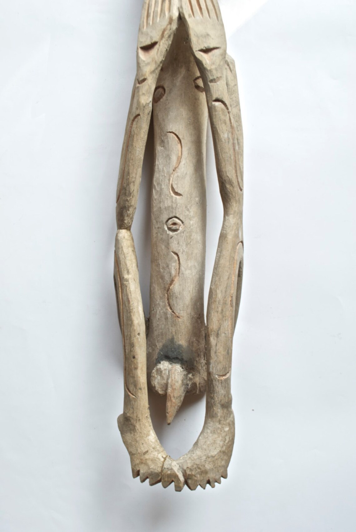 Asmat Male Figure in Squatting Position Hands Inside Mouth a Tribal ...