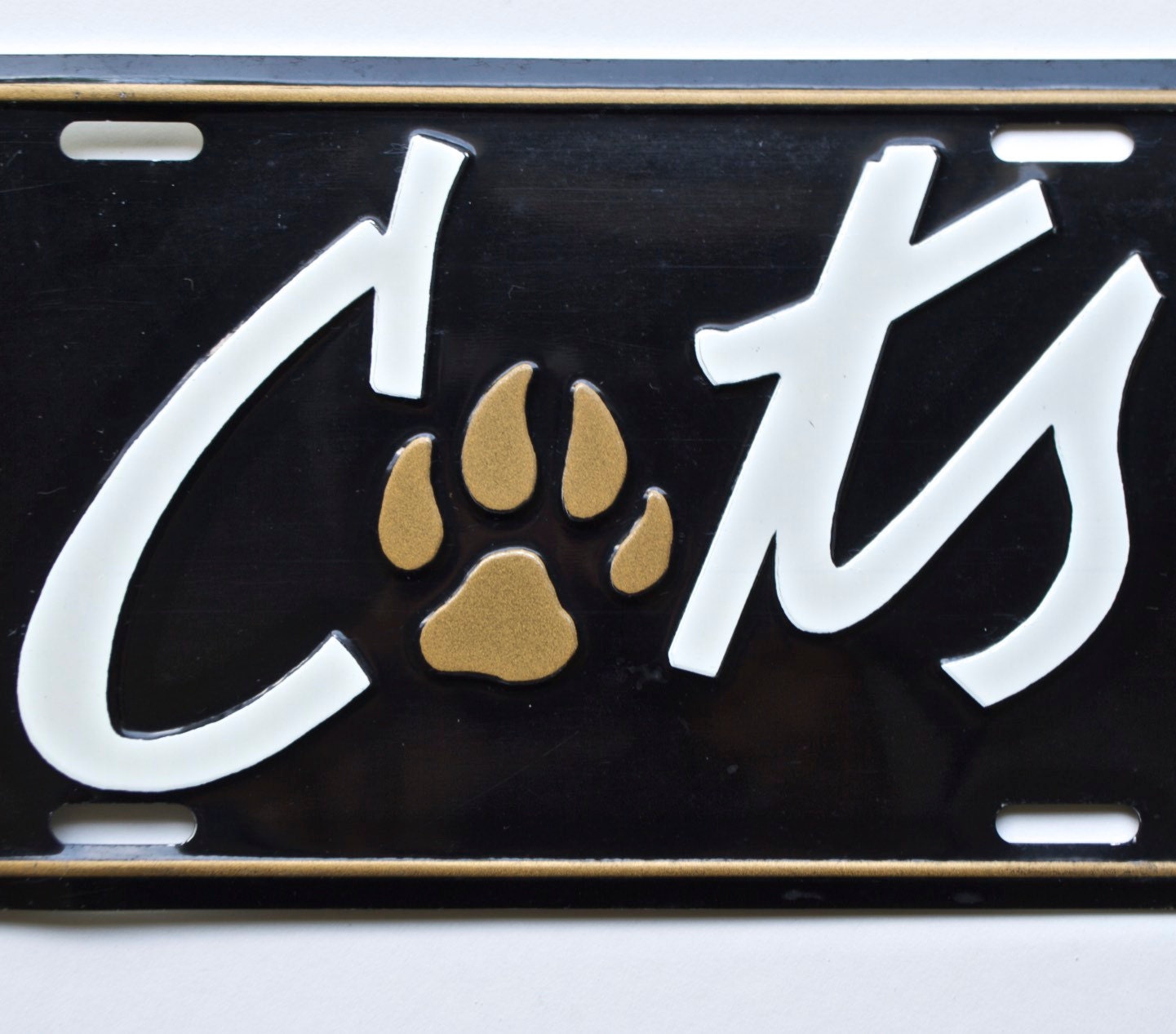 Cats Vanity License Plate White Serial on Reflective Black Base Auto ...