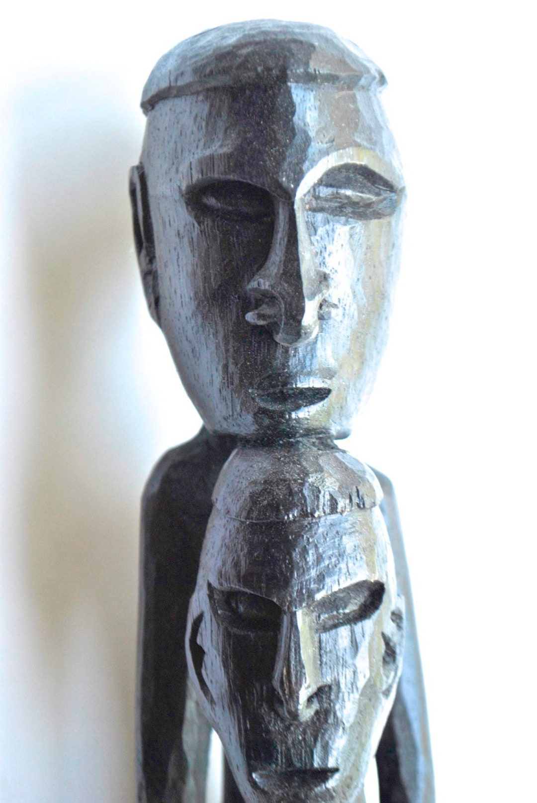 New Guinea Tribal Artifact of Asmat Male and Female Figures Standing ...