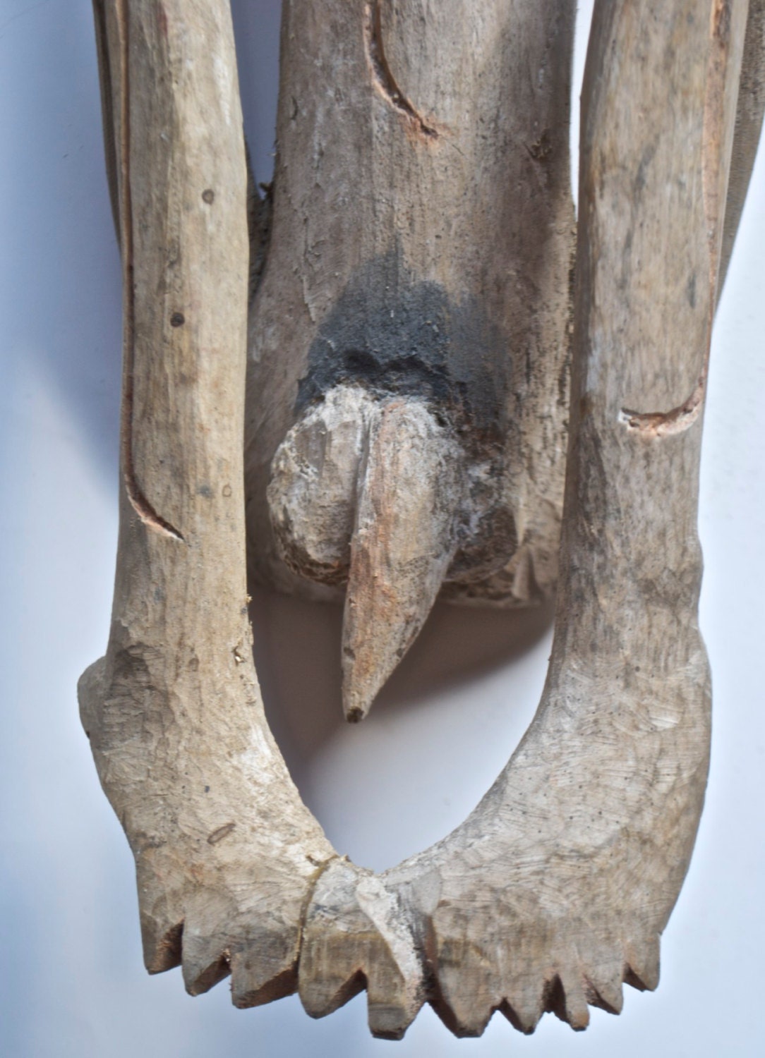 Asmat Male Figure in Squatting Position Hands Inside Mouth a Tribal ...