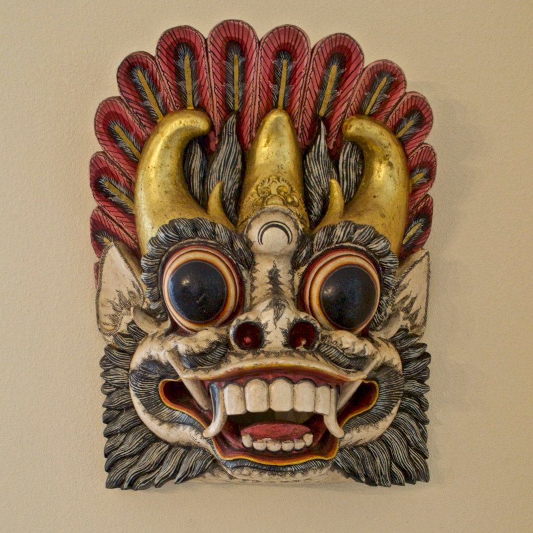 Large Rare Vintage Barong (hanuman) Mask Wood Carved and Painted Wall ...