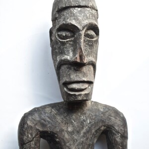 Large Asmat Male Figure With Small Female Figure Standing a Tribal ...