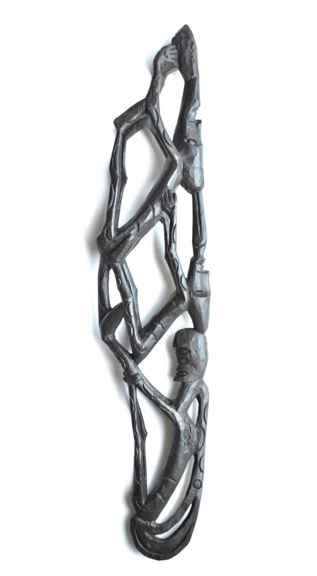 Ajour Carving of Three Ancestor Figures in Bending Positions a Papua ...