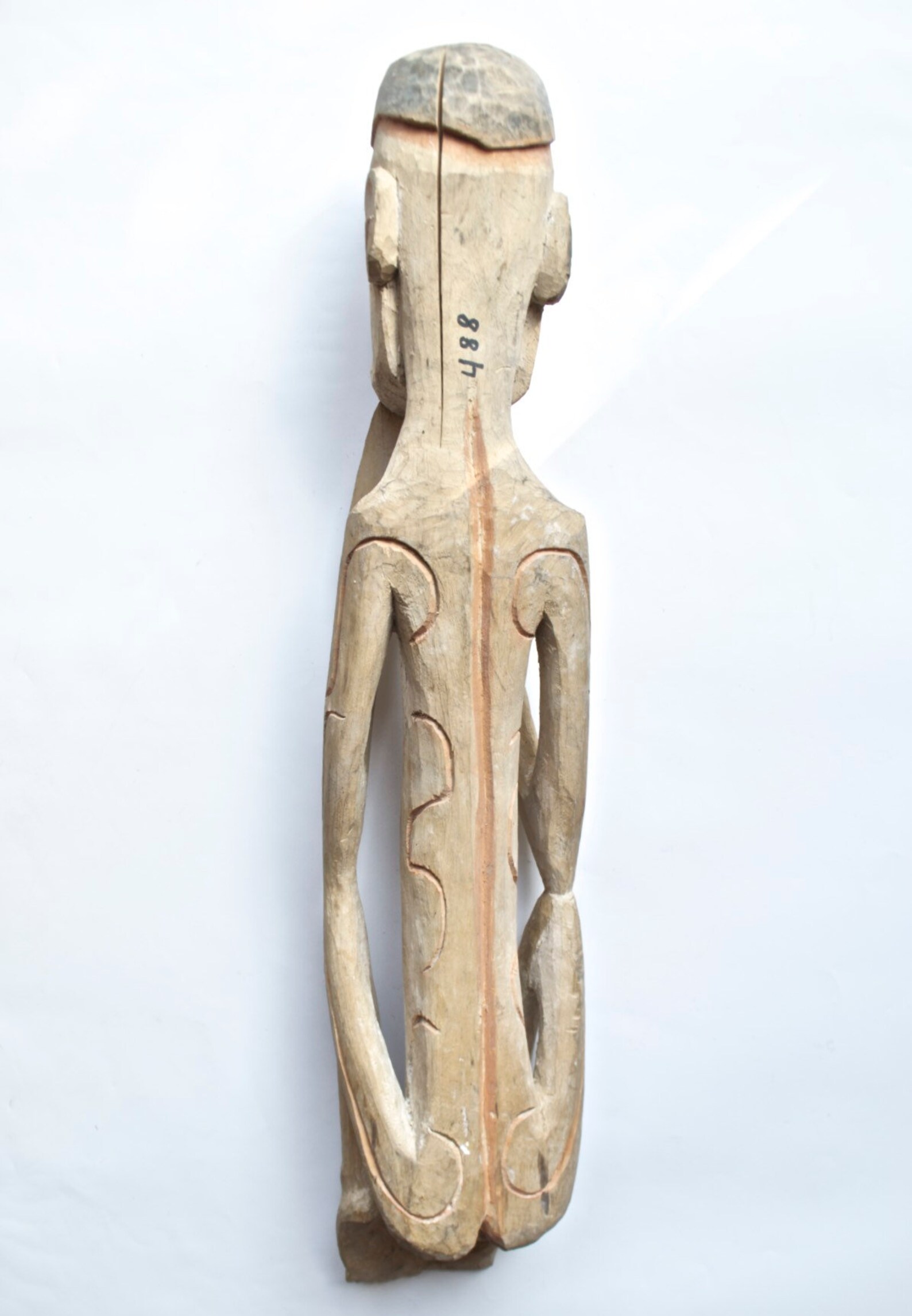 Asmat Male Figure in Squatting Position Hands Inside Mouth a Tribal ...
