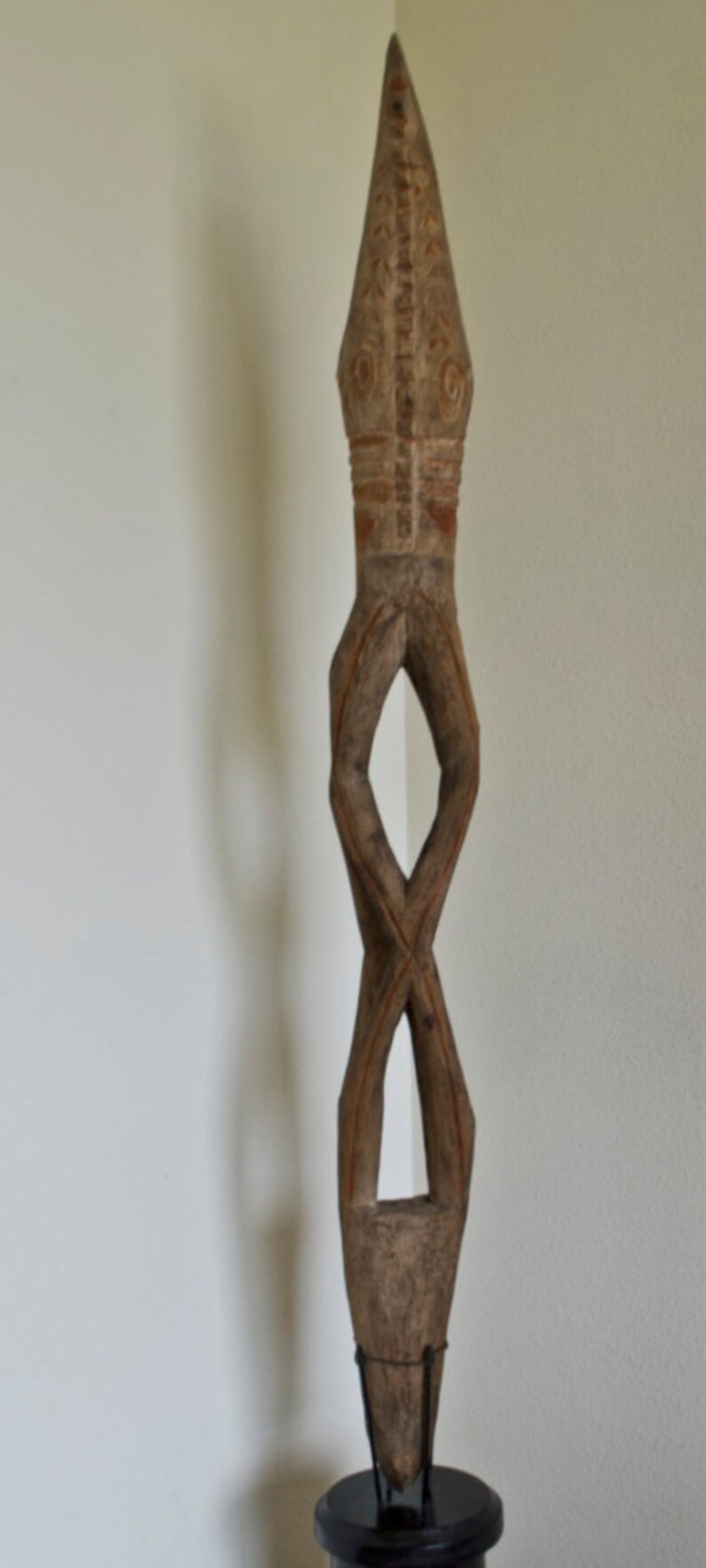 Primitive Asmat Artifact Pole of Large Crocodile Head With Body of ...