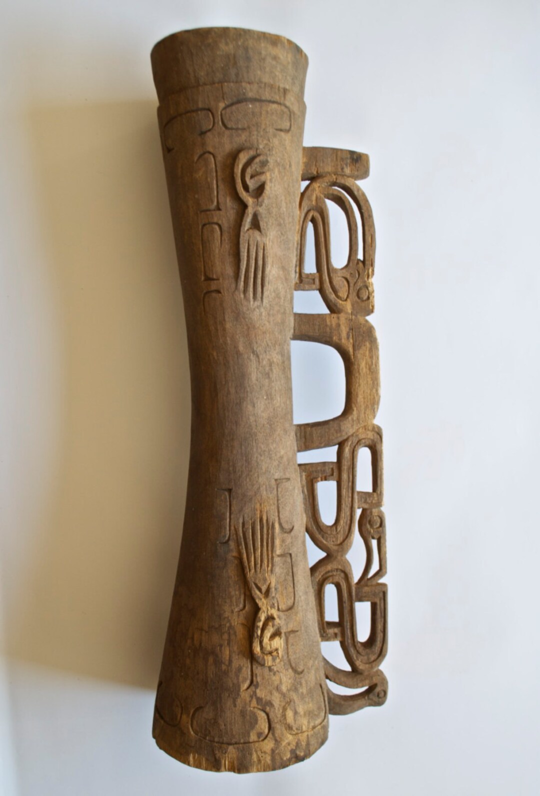 New Guinea Asmat Primitive Drum Artifact Tribal Sculpture From Irian ...