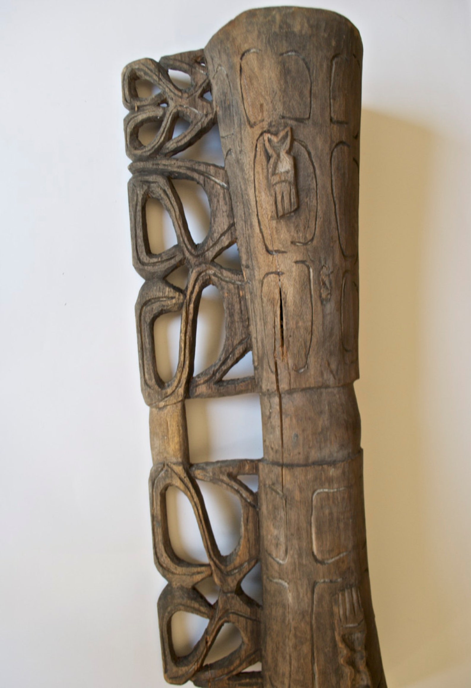 New Guinea Tribal Asmat Primitive Drum Artifact Sculpture From Irian ...