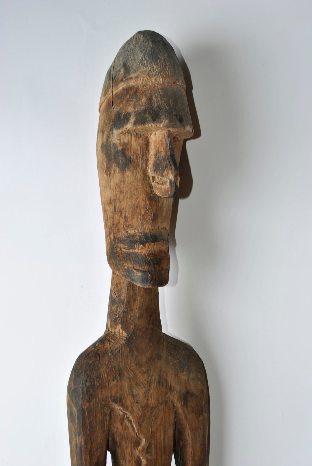 Tall Asmat Male Figure Standing With Joined Pointed Feet a Tribal ...