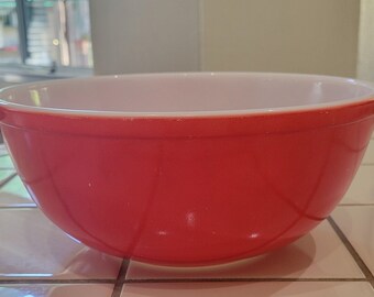 Vintage Pyrex Bowl Red 1950s or 1960s Unmarked Mixing Bowl Collectible ...