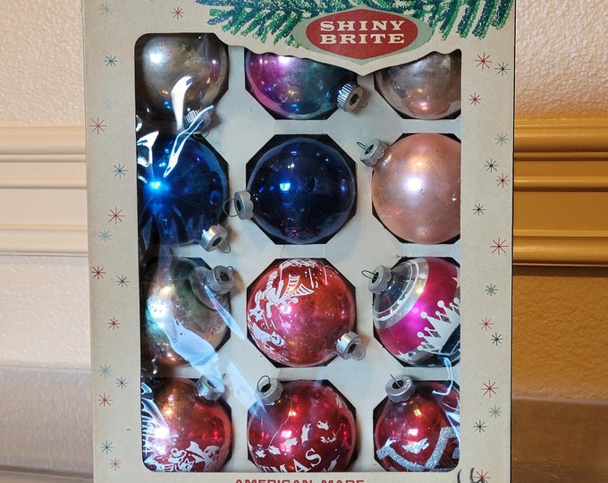 Twelve Vintage Shiny Brites And Made In The Usa Ornaments Etsy
