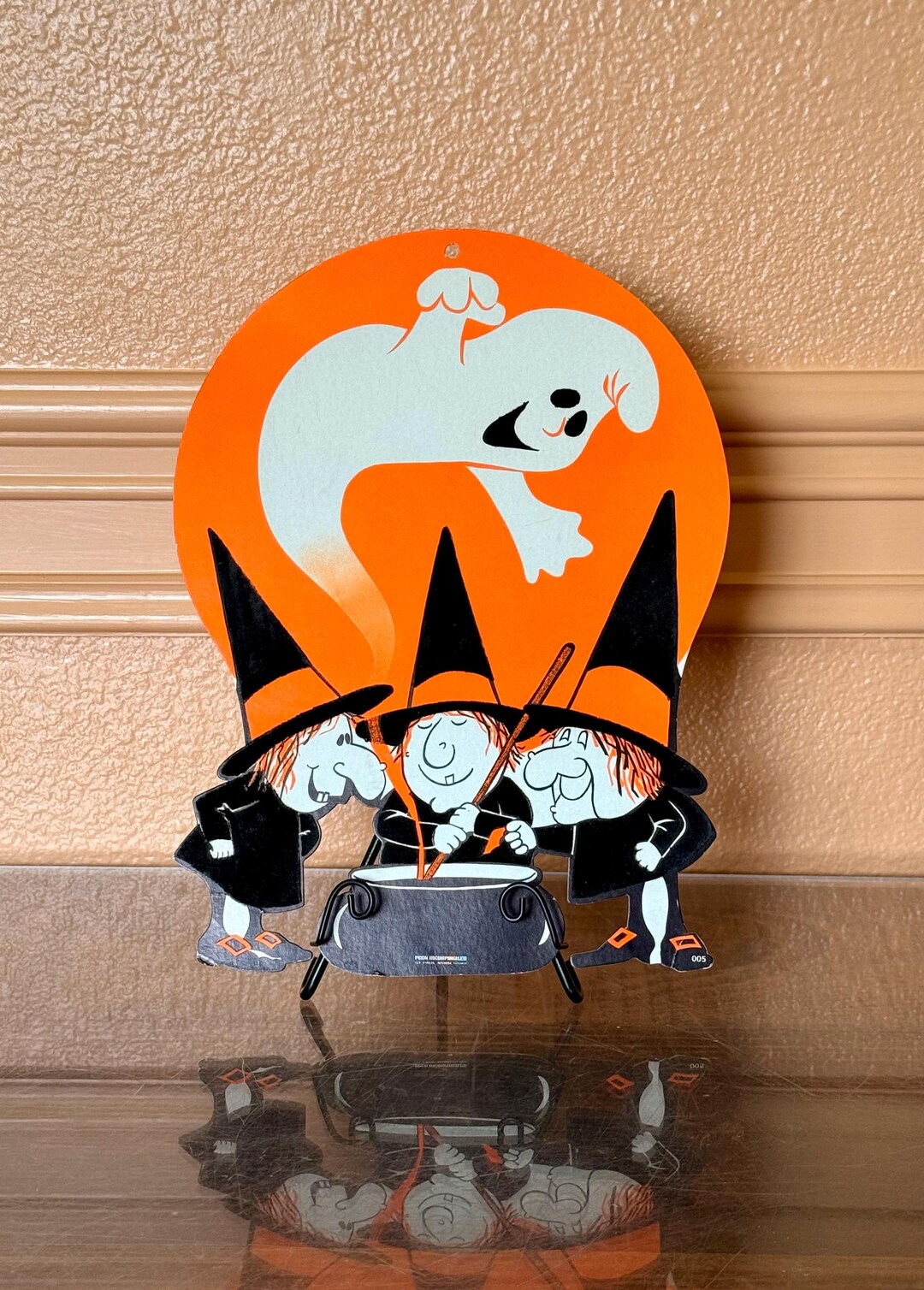 Vintage Peck Cardboard With Felt Die Cut Witches at Cauldron - Etsy