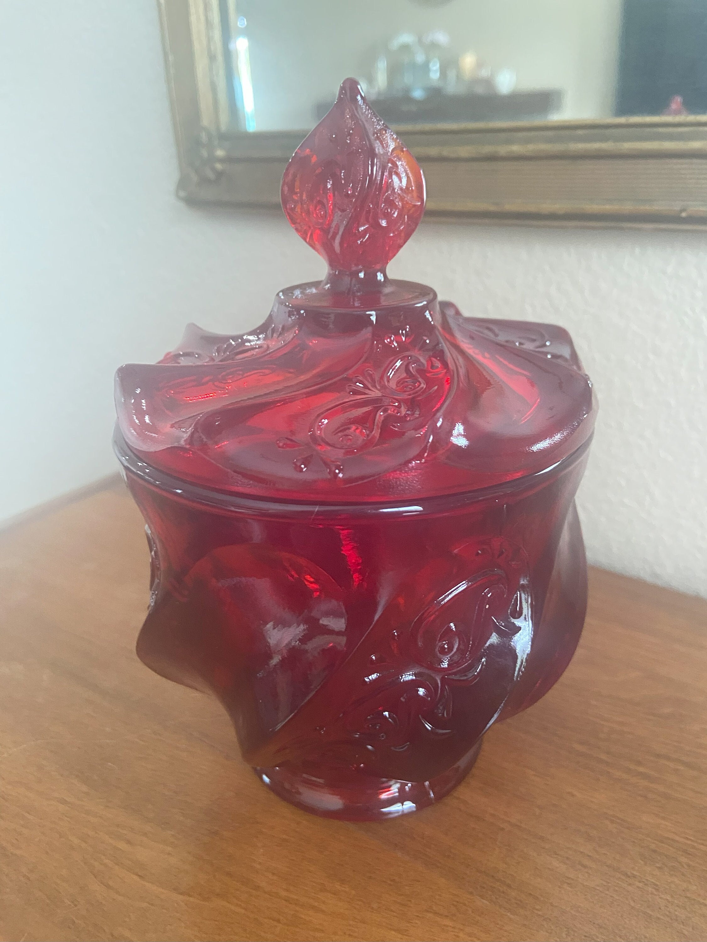 Fenton Amberina Candy Dish - Etsy