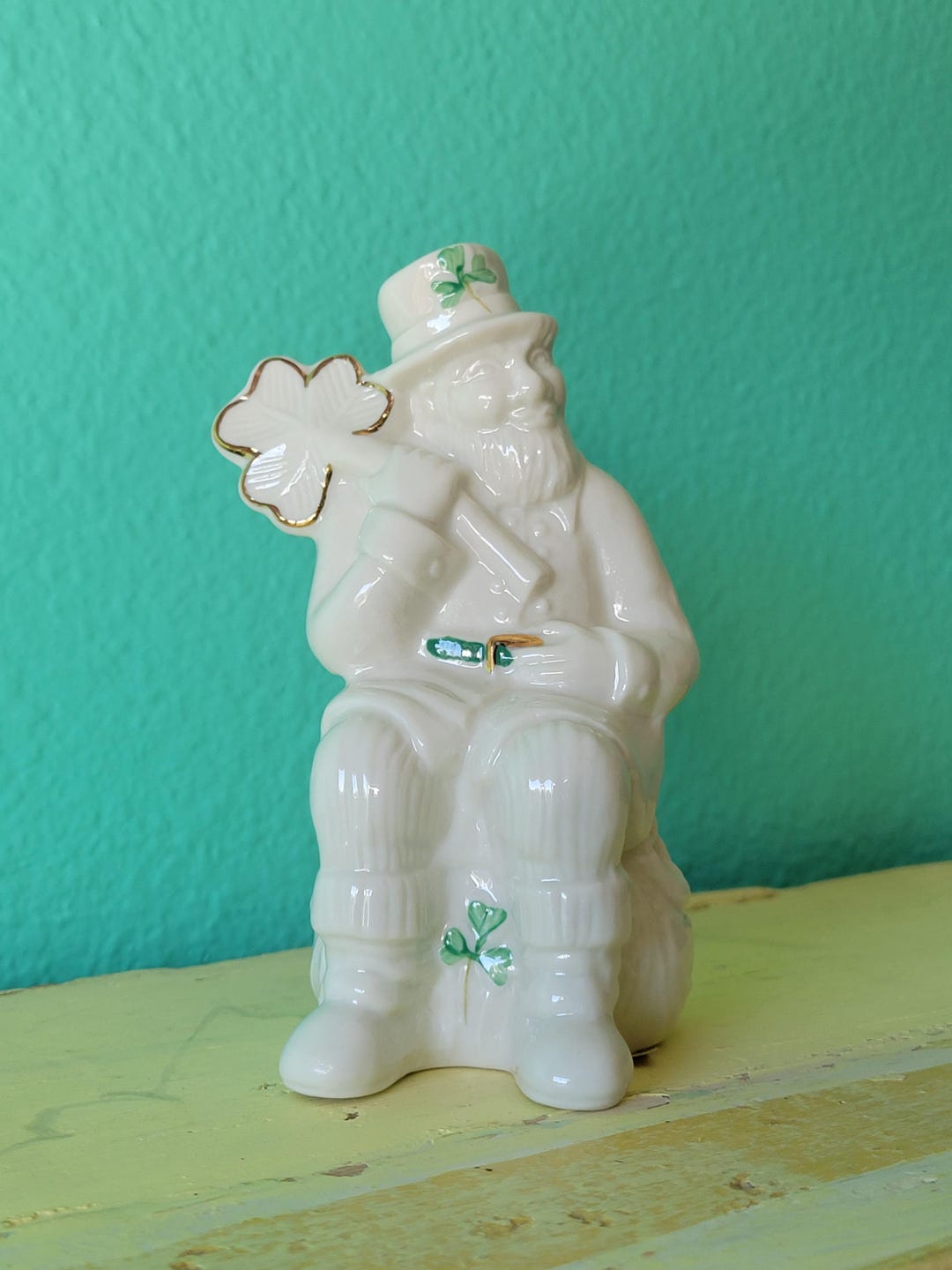 Vintage Belleek Larry the Leprechaun Shamrock - Etsy