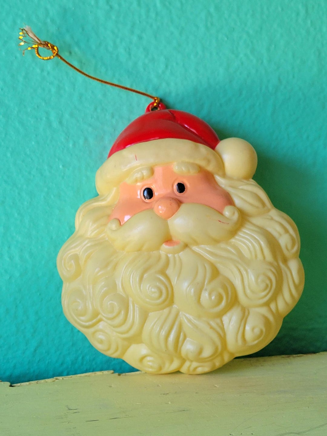 Vintage Plastic Santa Head Ornament - Etsy